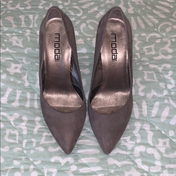Moda Spana | Shoes | Moda Dark Grey Suede Heels | Poshmark